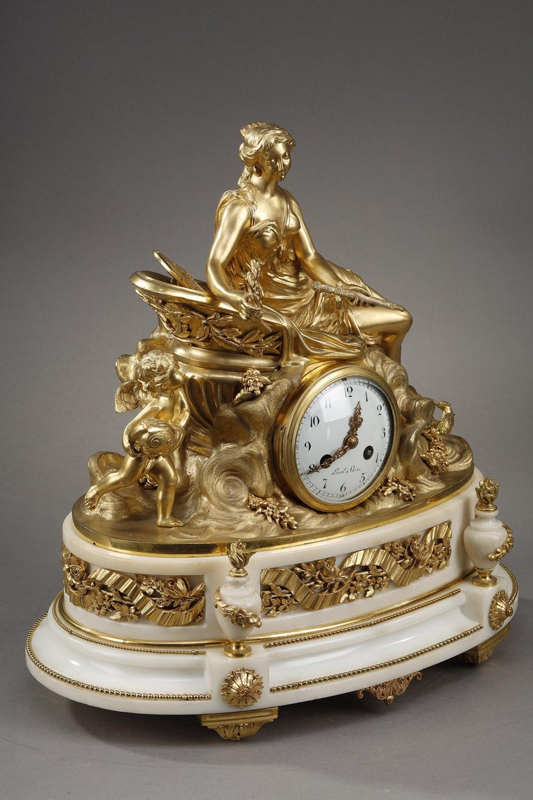 Gilded Bronze Clock "Venus and Cupid" in the Louis XVI Style at 1stDibs