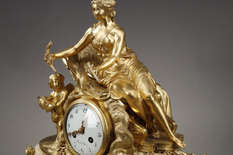 Gilded Bronze Clock "Venus and Cupid" in the Louis XVI Style at 1stDibs
