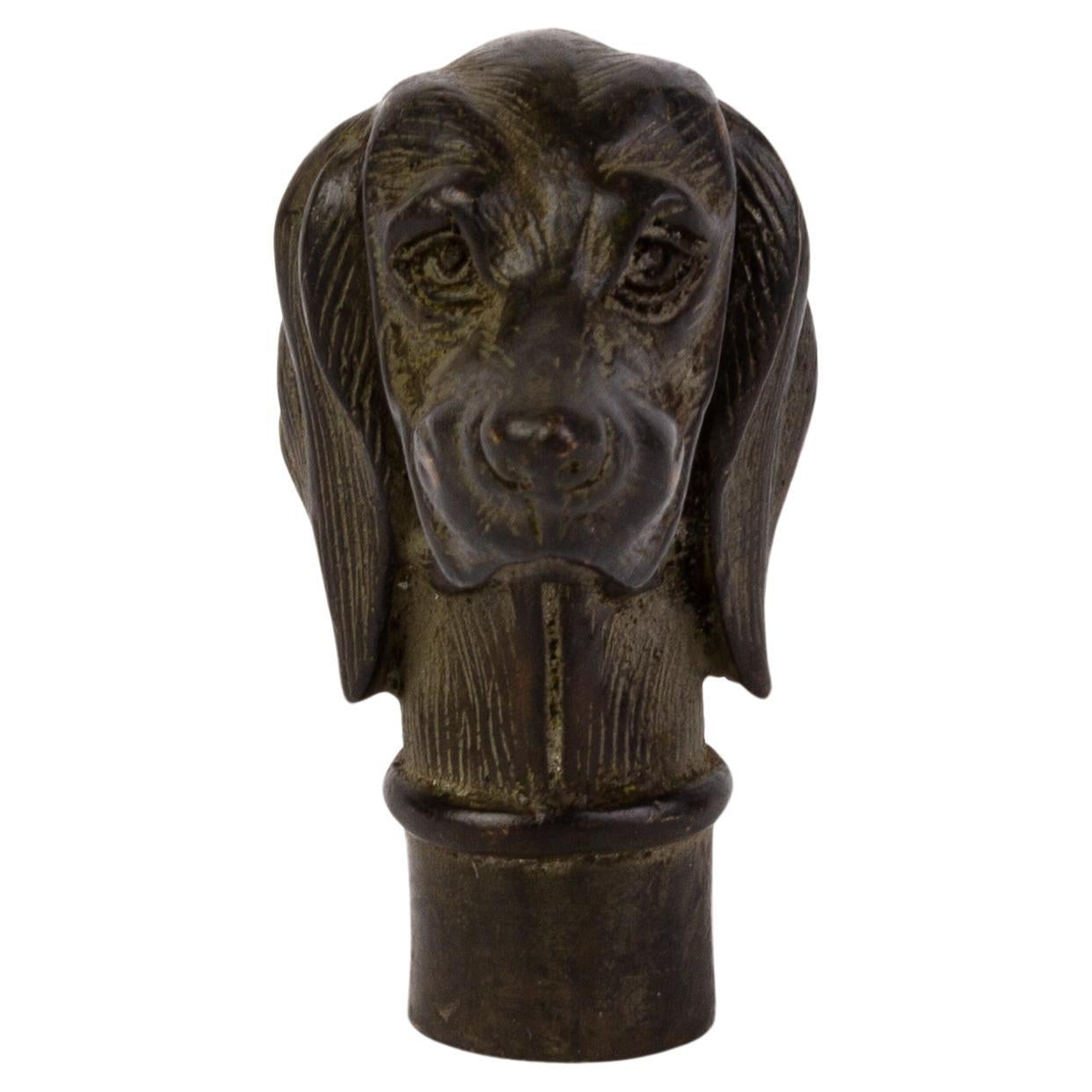 Gilded Bronze Dog Cane Handle For Sale at 1stDibs