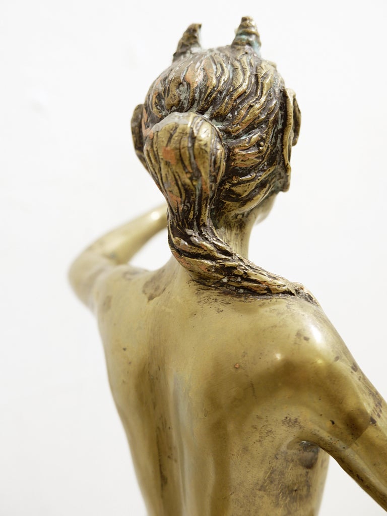 Gilded Bronze Satyr Couple Candle Holders For Sale at 1stDibs