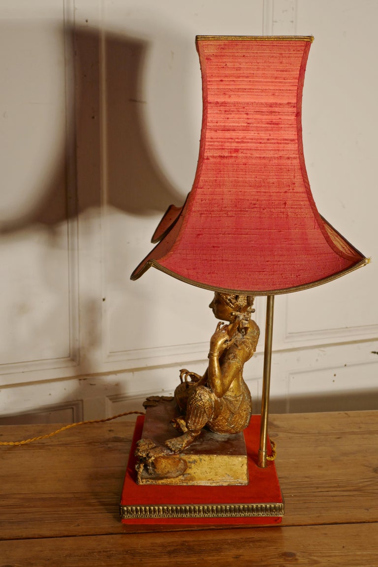 Gilded Bronze Seated Buddha Table Lamp at 1stDibs