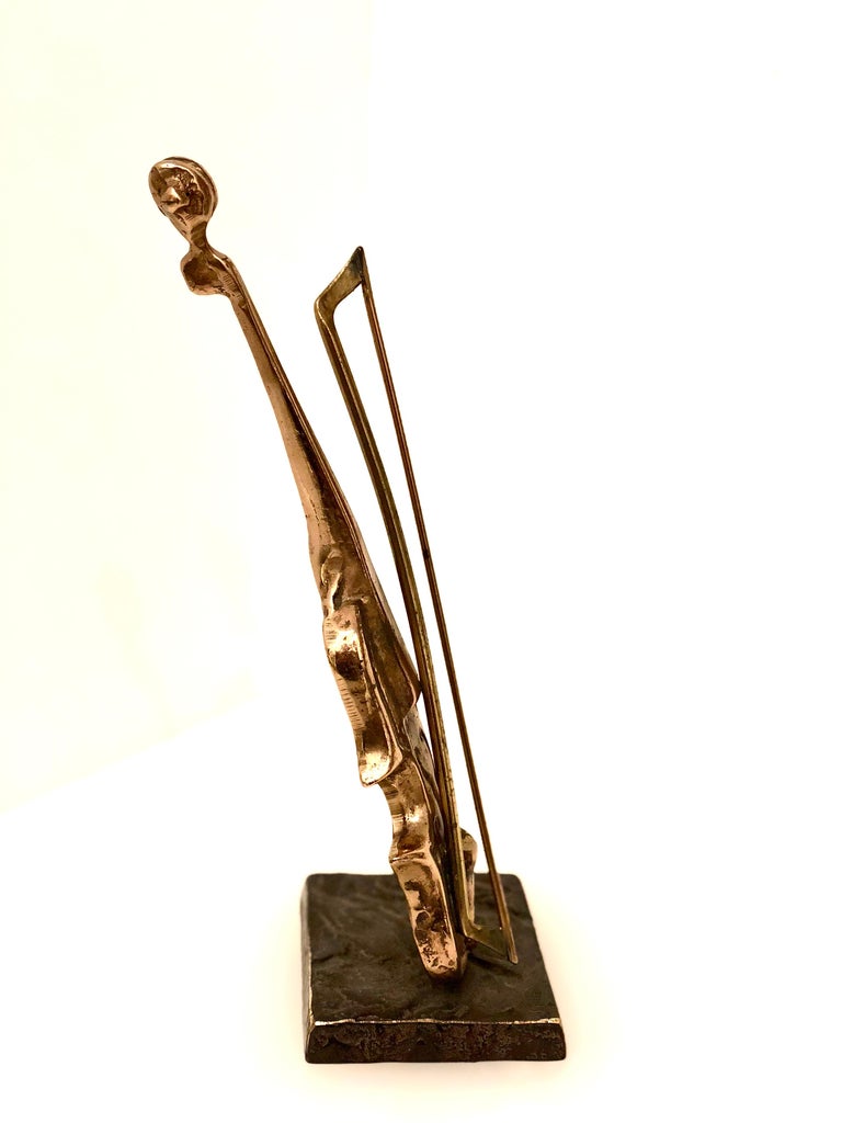 Gilded Bronze Violin Sculpture by French Artist Yves Lohé Signed at ...