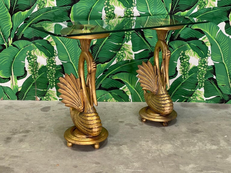 Gilded Carved Wood Swan Console Table For Sale at 1stDibs