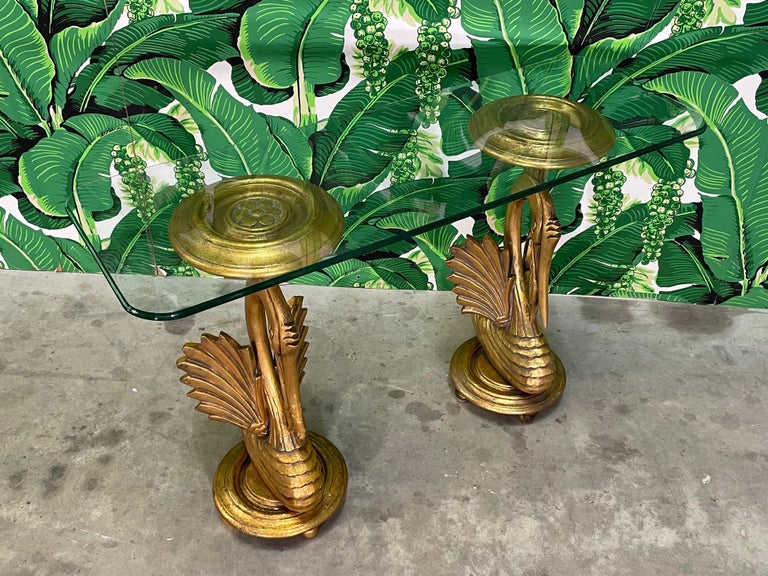 Gilded Carved Wood Swan Console Table For Sale at 1stDibs
