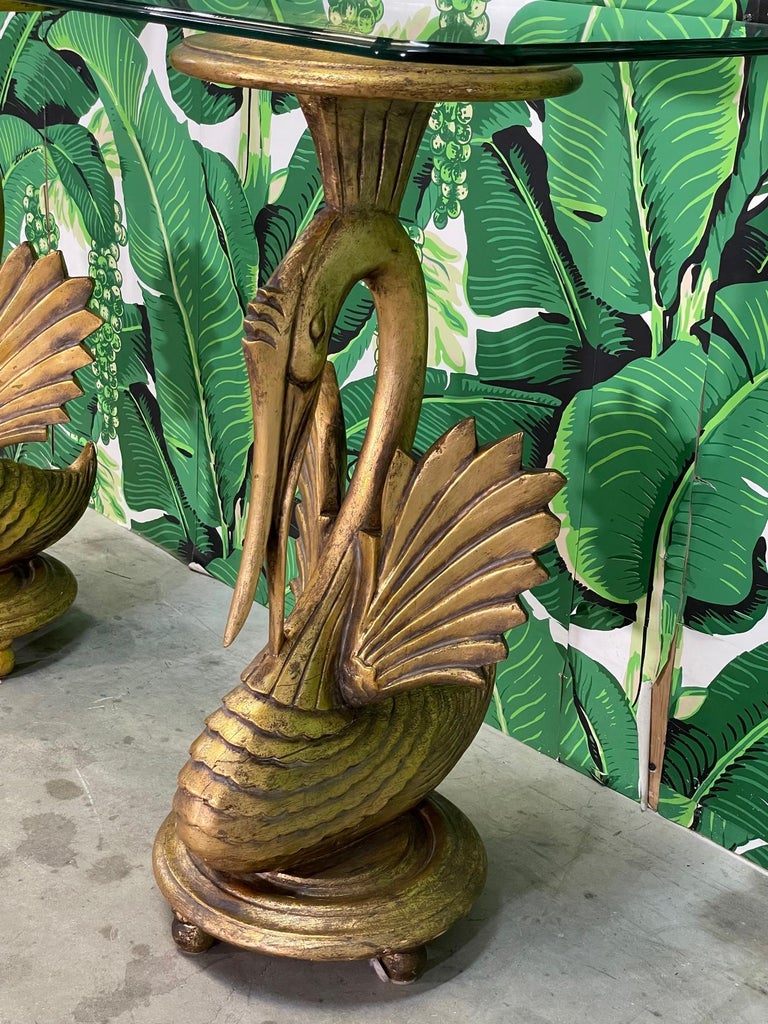 Gilded Carved Wood Swan Console Table For Sale at 1stDibs