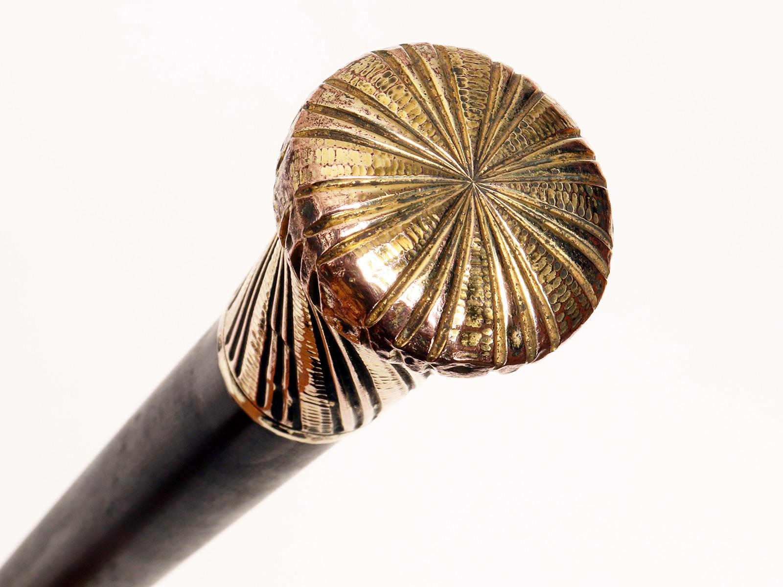 Gilded copper handle walking stick, France 1900. For Sale at 1stDibs