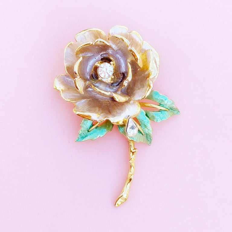 Gilded "England's Rose" Princess Diana Memorial Brooch by R.J. Graziano ...