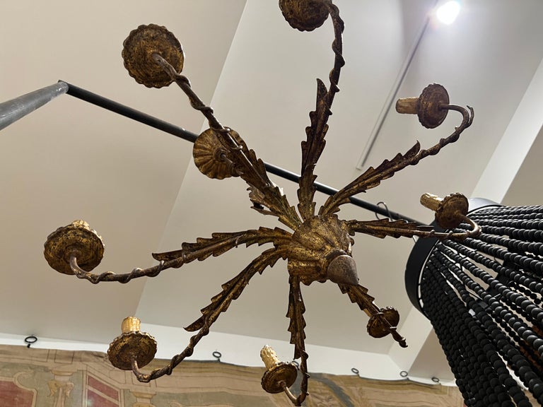 Gilded Iron Chandelier For Sale at 1stDibs