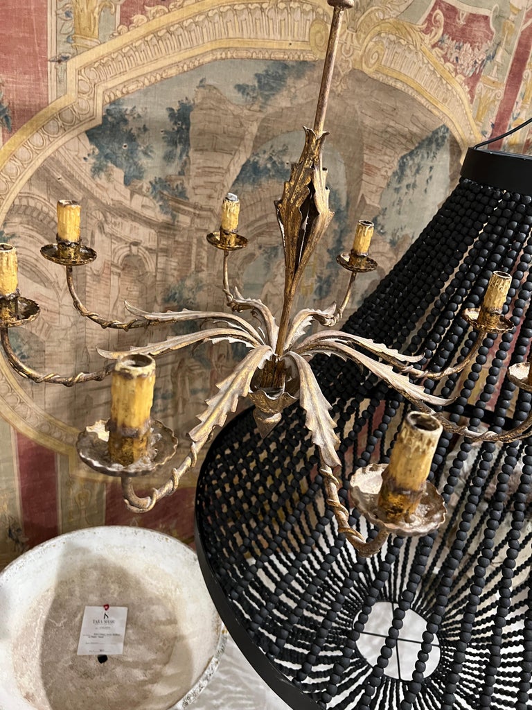 Gilded Iron Chandelier For Sale at 1stDibs