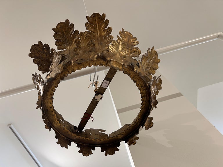 Gilded Iron Corona Chandelier For Sale at 1stDibs