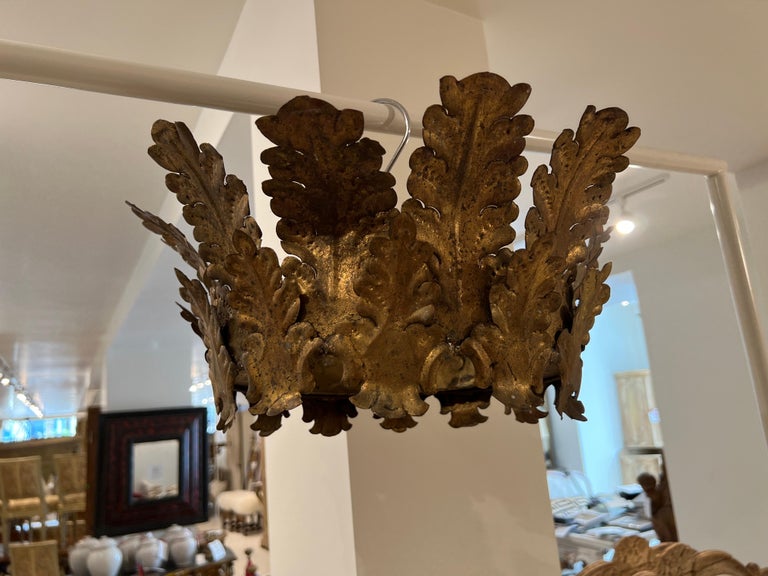 Gilded Iron Corona Chandelier For Sale at 1stDibs