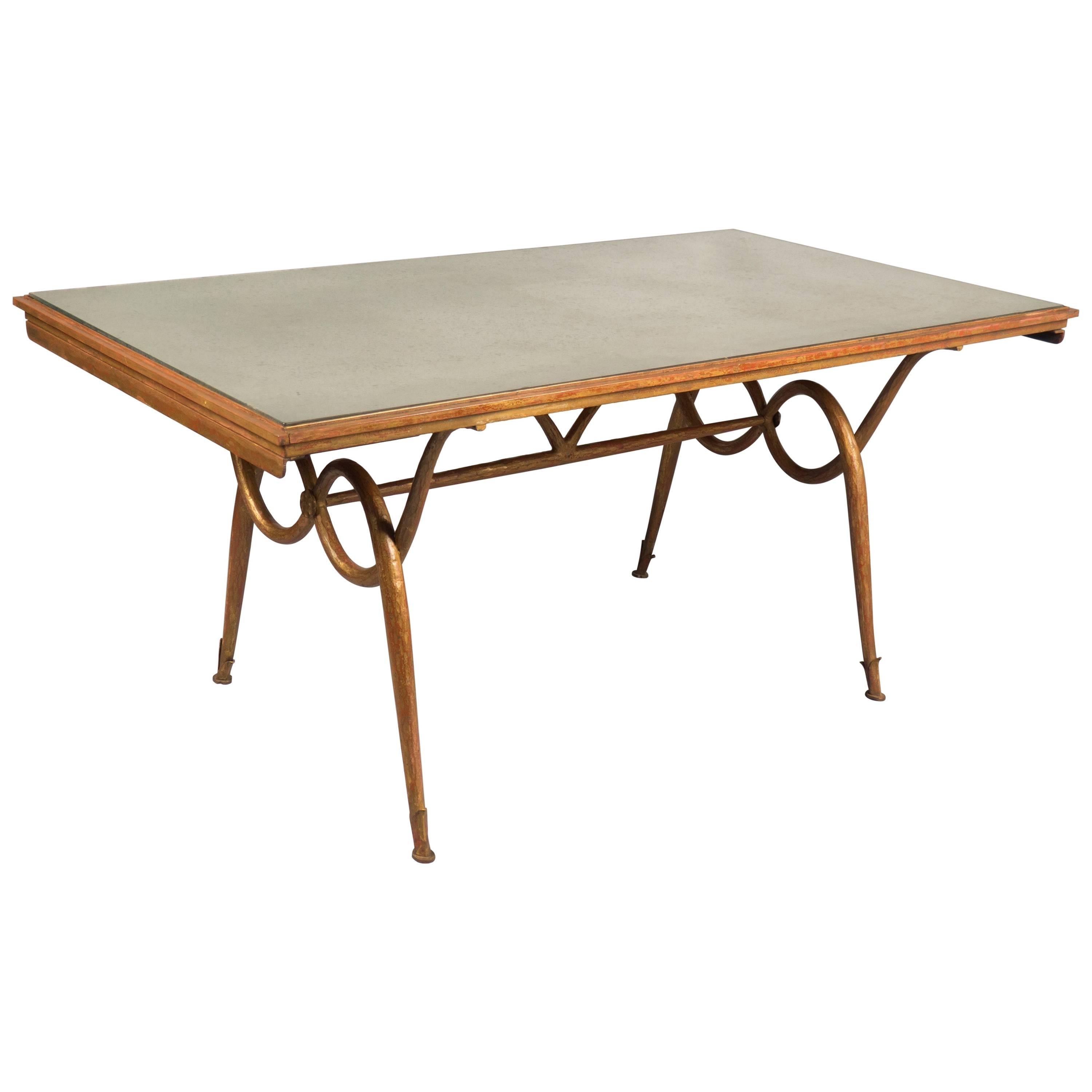 Exceptional 1940s French Wrought Iron and Marble Table at 1stDibs