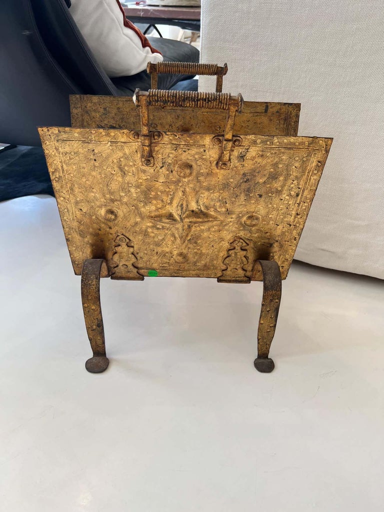Gilded Iron Midcentury Magazine Stand For Sale at 1stDibs