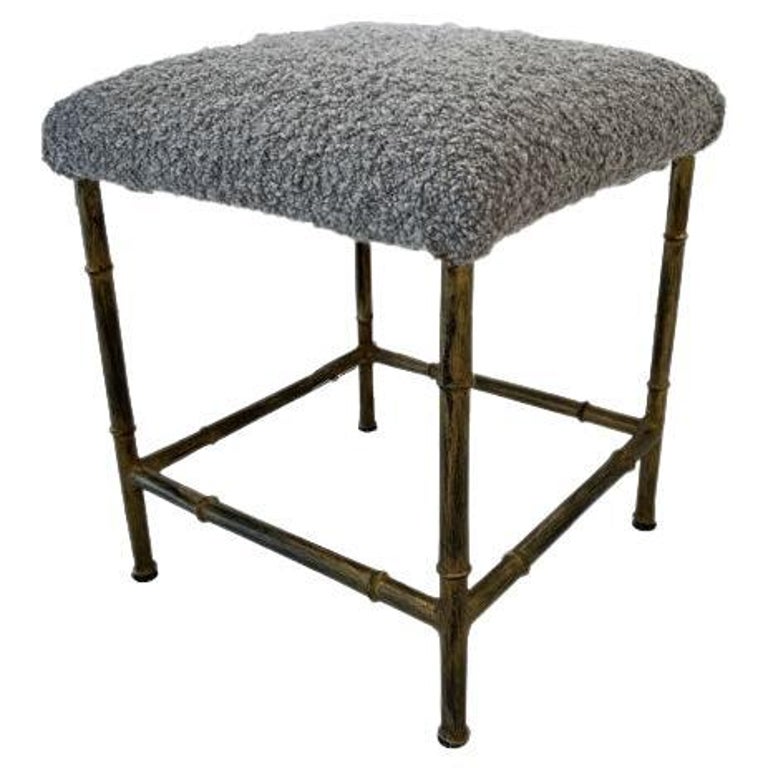 Gilded Iron Upholstered Stool at 1stDibs