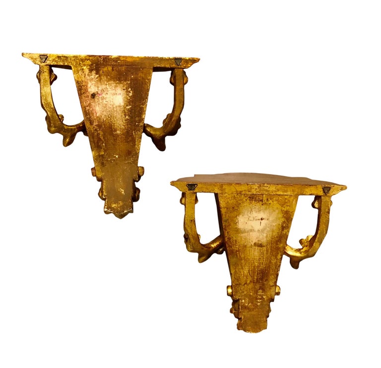 Gilded Mid Century Brackets For Sale at 1stDibs