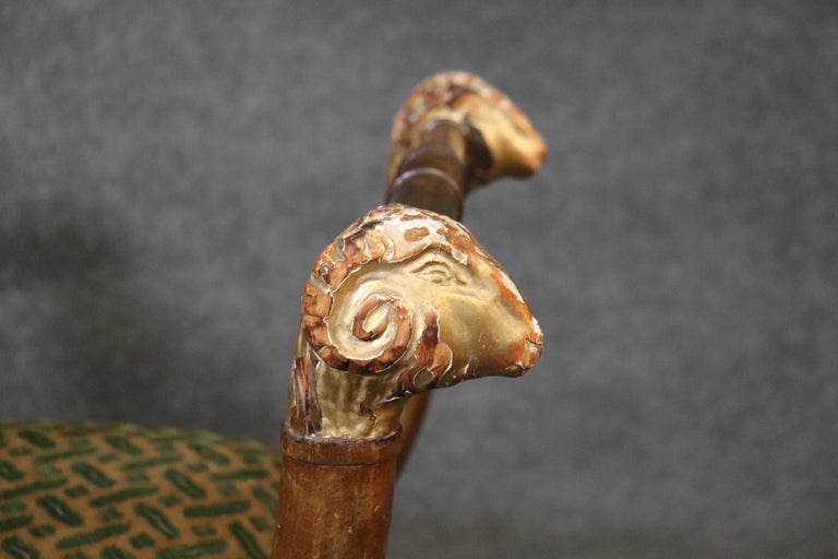 Gilded Rams Head French Regency Walnut Cerule Form Stool Bench, circa ...