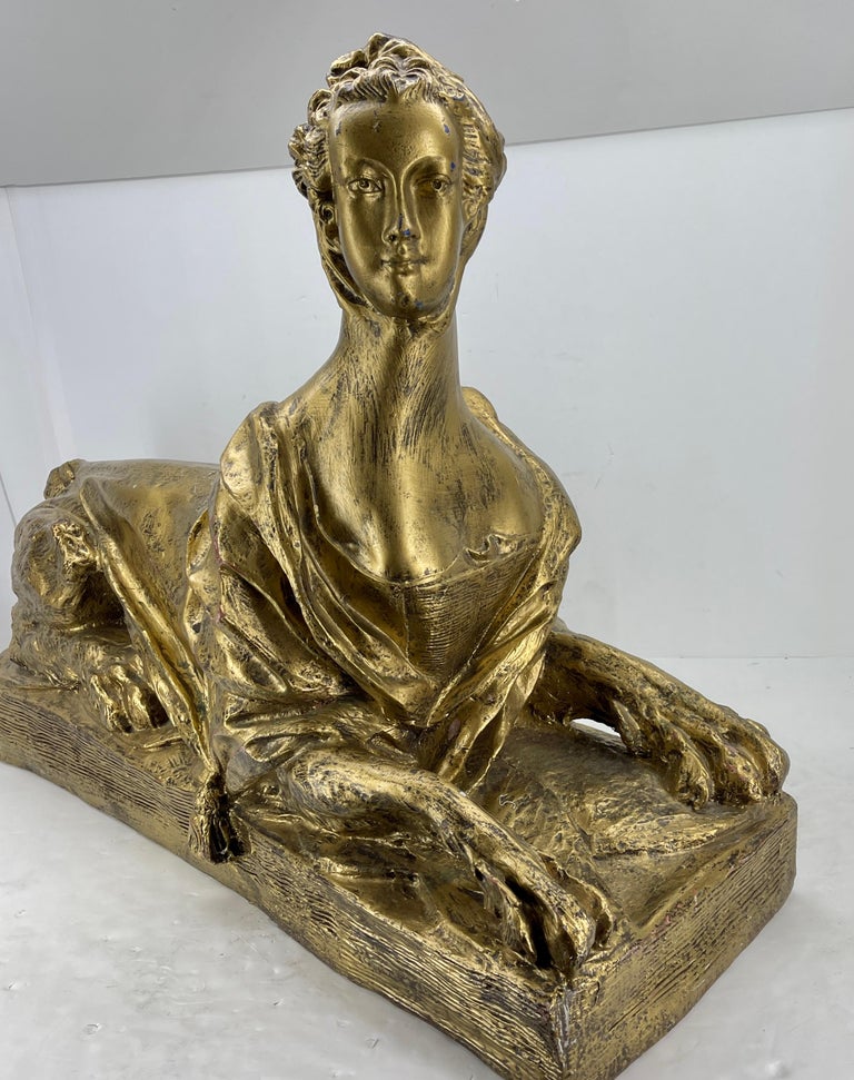 Gilded Rococo Madame de Pompadour Sphinx Statue, Louis XV Style For ...