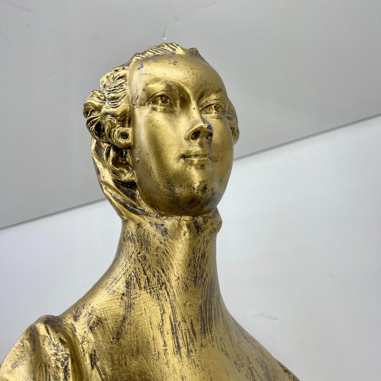 Gilded Rococo Madame de Pompadour Sphinx Statue, Louis XV Style For ...