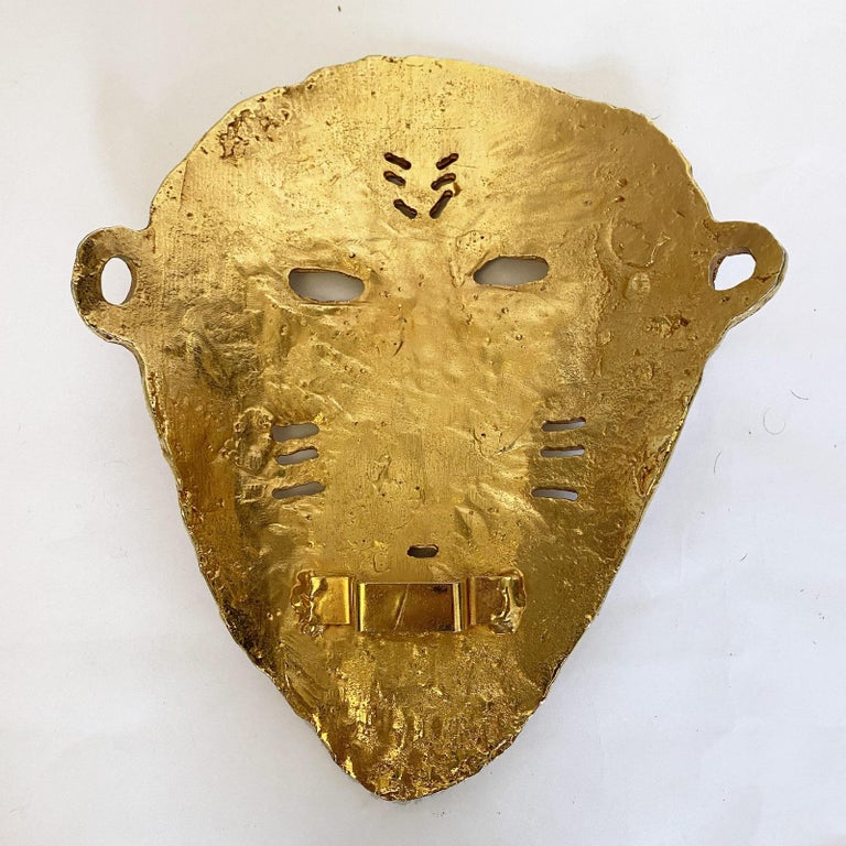 Gilded Sculptural Mask by Linda Hattab for Fondica, France, 1990s. For ...