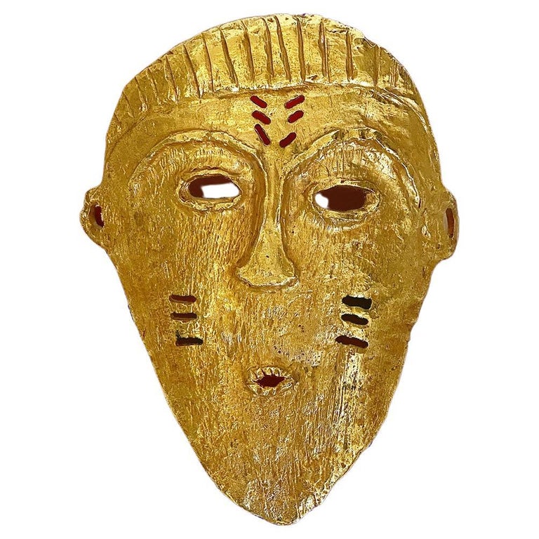 Gilded Sculptural Mask by Linda Hattab for Fondica, France, 1990s. For ...
