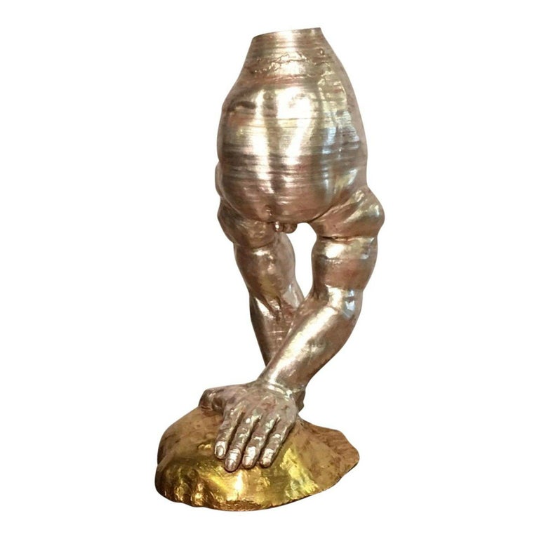 Gilded Terracotta Pottery Figural Troglodyte Dry Vase 1 of a Kind For ...