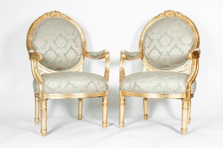 Gilded Wood French Pair of Victorian Style Chairs at 1stDibs