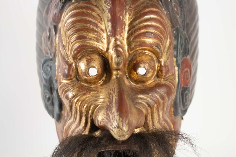 Gilded Wood Mask, Polychrome, Japan, Says of the Imperial Dance of ...