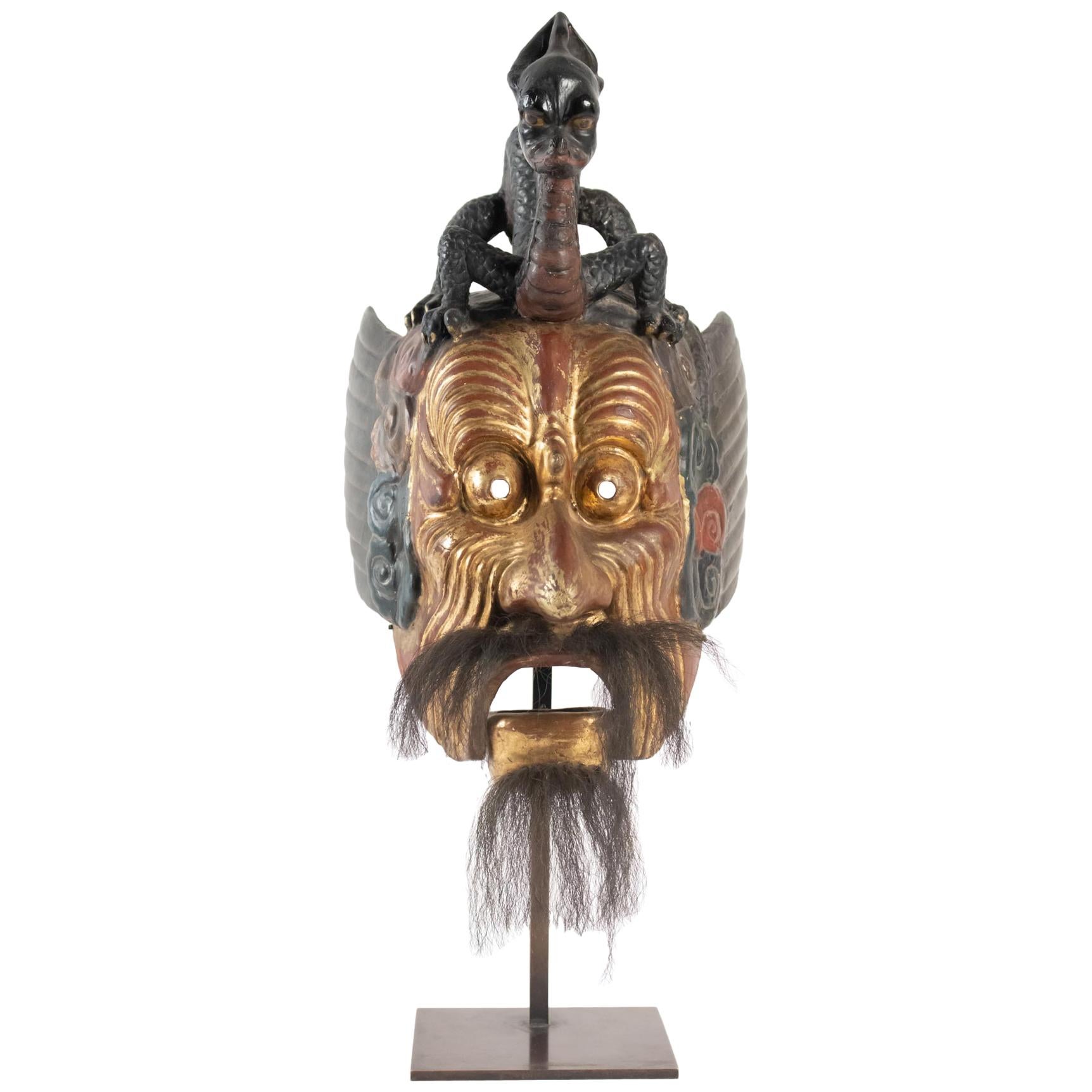 Gilded Wood Mask, Polychrome, Japan, Says of the Imperial Dance of ...