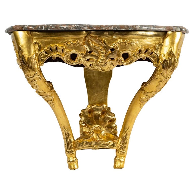 Gilded Wood Two Legs Console For Sale at 1stDibs