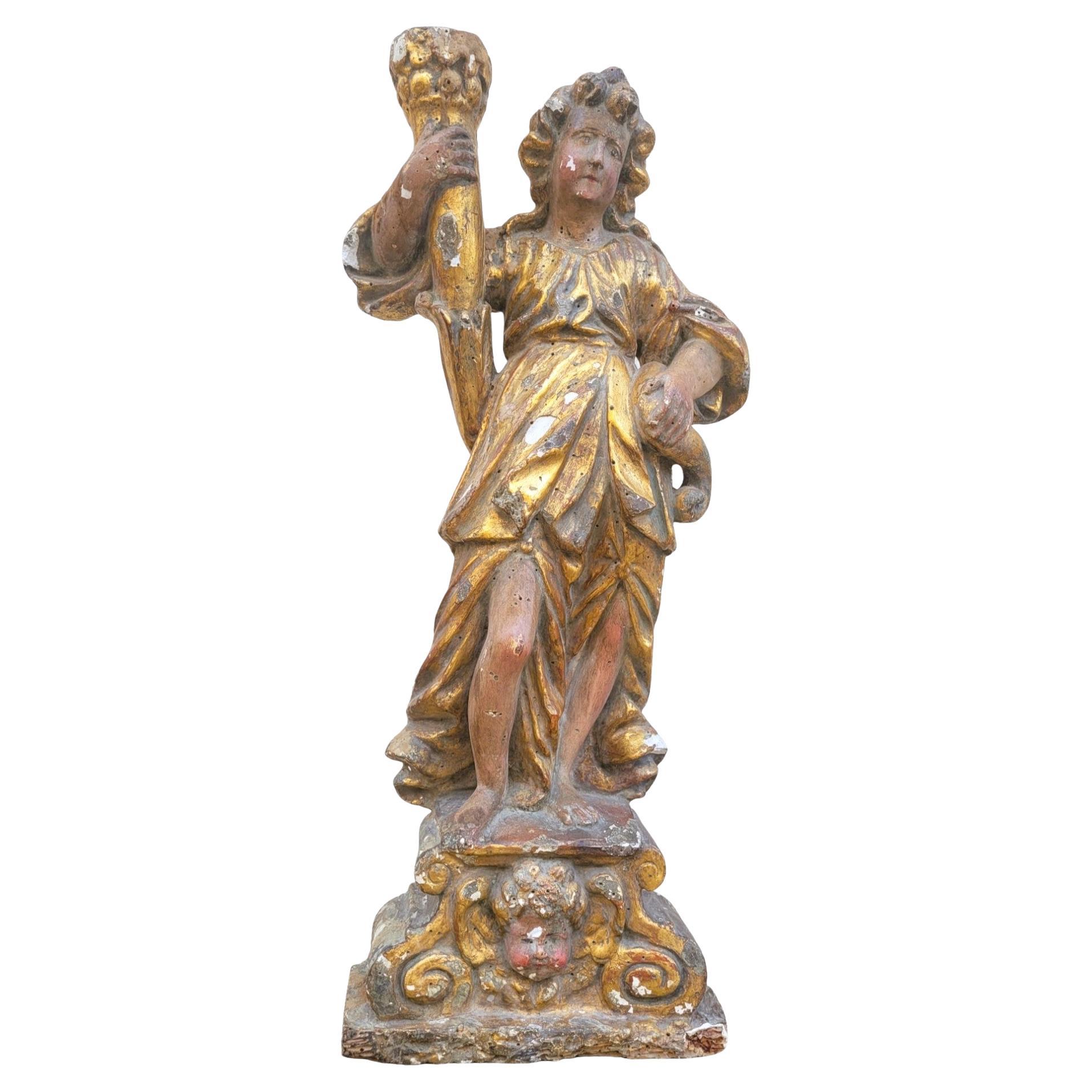 Gilded Wooden Angel, 18th Century For Sale at 1stDibs