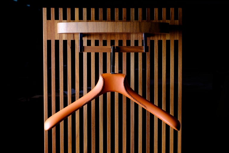 Gildo Walnut and leather Valet Stand contemporary design by Giordano ...