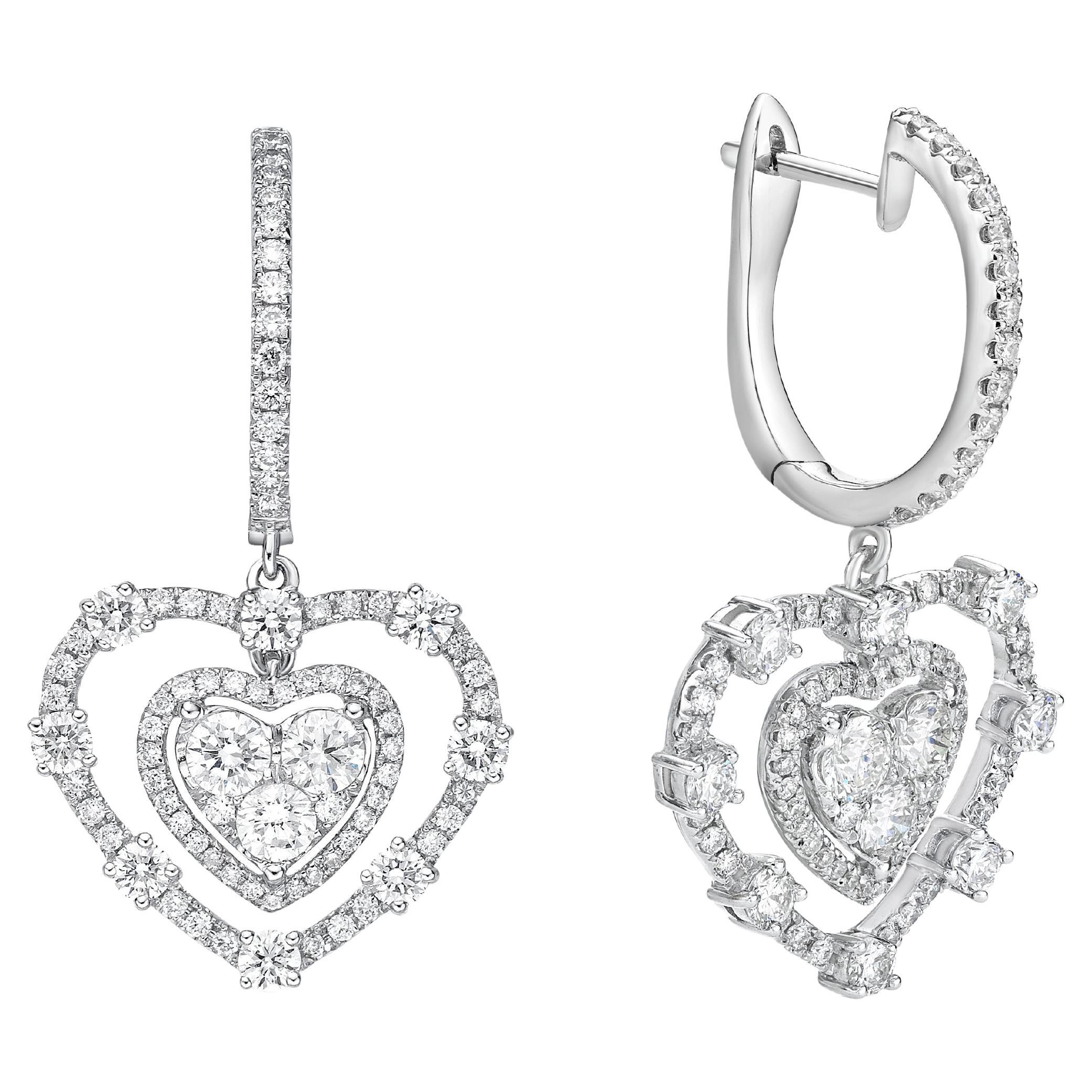 GILIN 18K White Gold Diamond Earring For Sale at 1stDibs