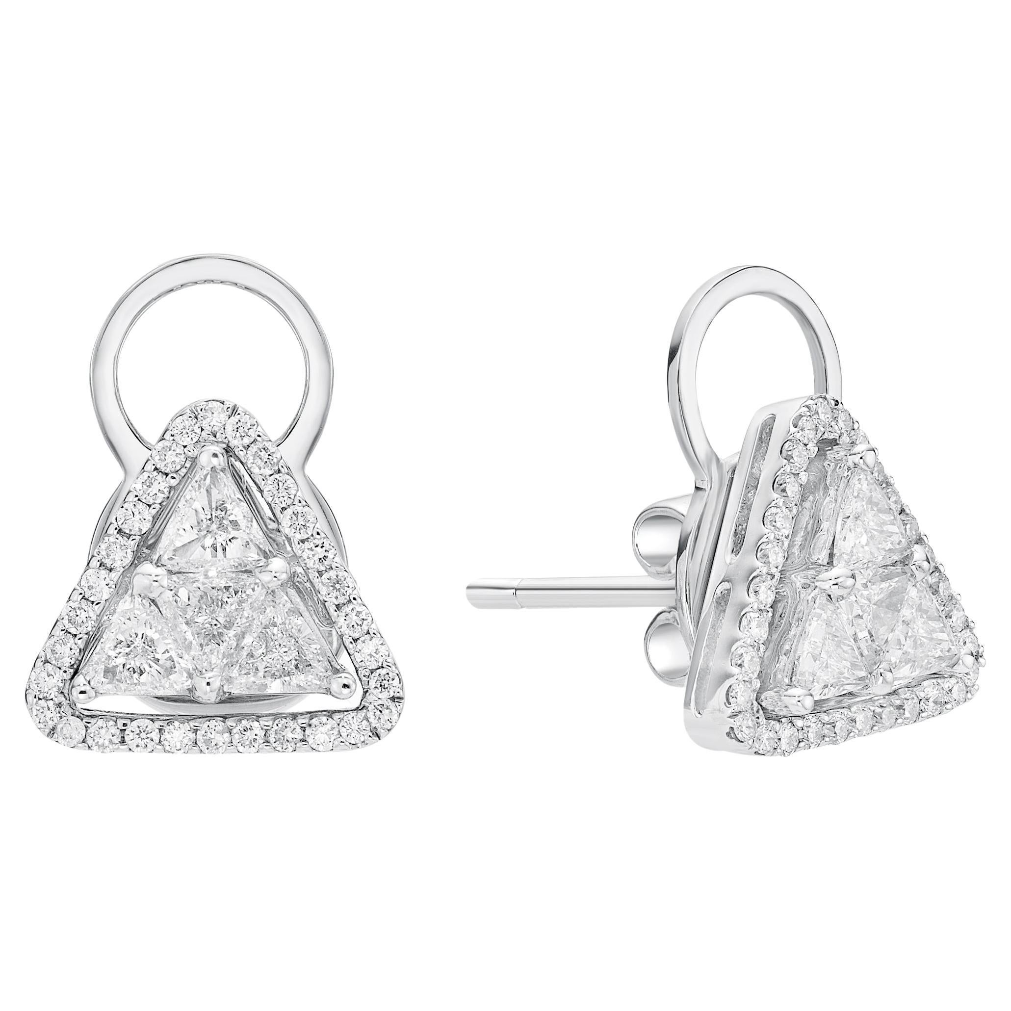 GILIN 18K White Gold Diamond Earring For Sale at 1stDibs