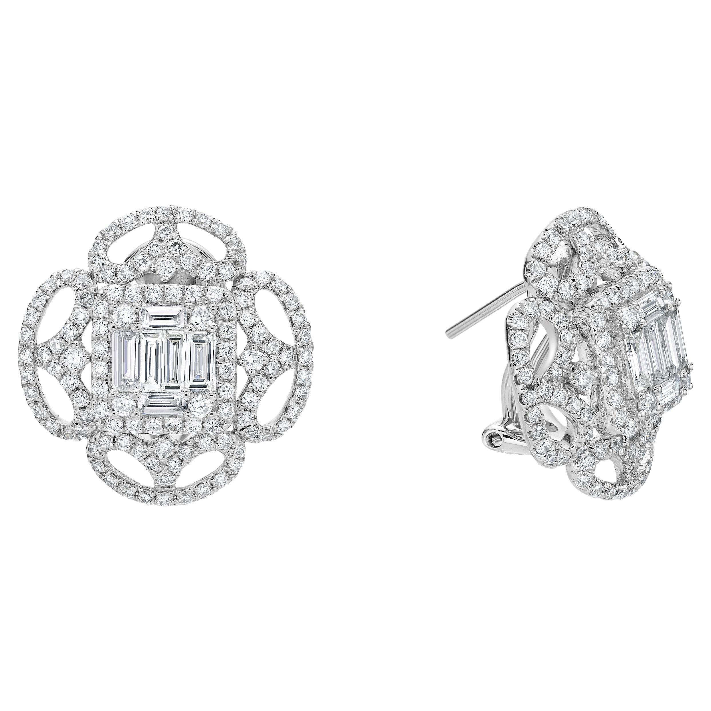 GILIN 18K White Gold Diamond Earring For Sale at 1stDibs