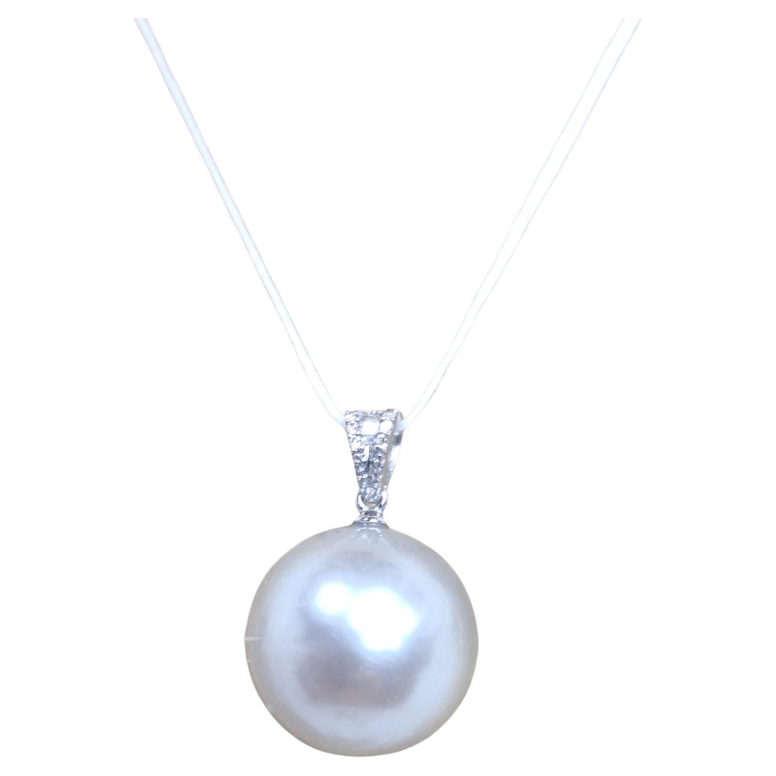 GILIN 18K Rose Gold Diamond Pendant with Pearl For Sale at 1stDibs