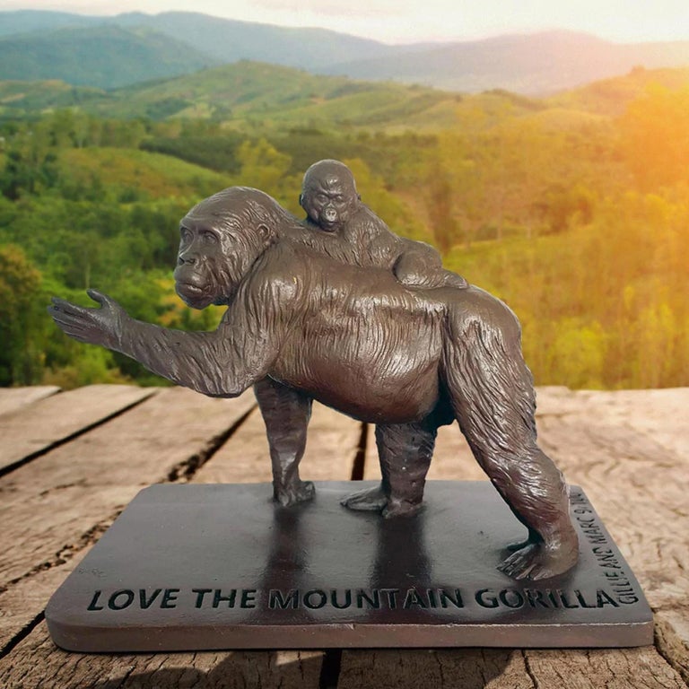 Gillie and Marc Schattner - Authentic Bronze Love the Mountain Gorilla ...