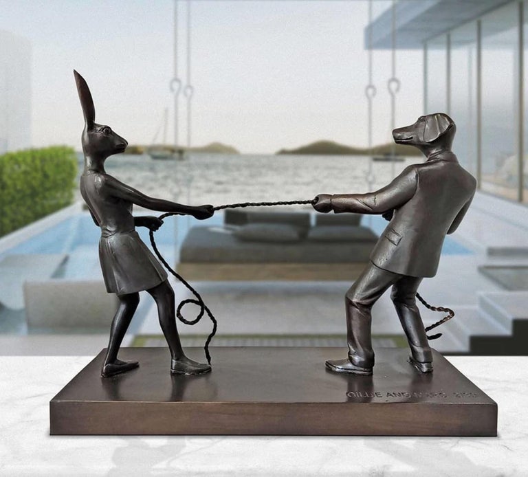 Gillie and Marc Schattner - Authentic Bronze 'Tug Of Love' Sculpture by ...