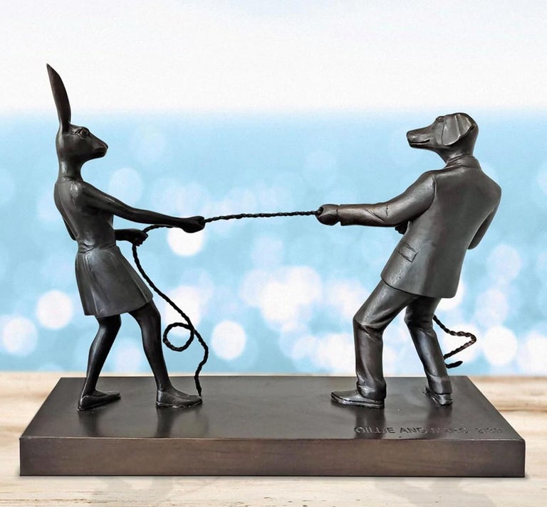 Gillie and Marc Schattner - Authentic Bronze 'Tug Of Love' Sculpture by ...