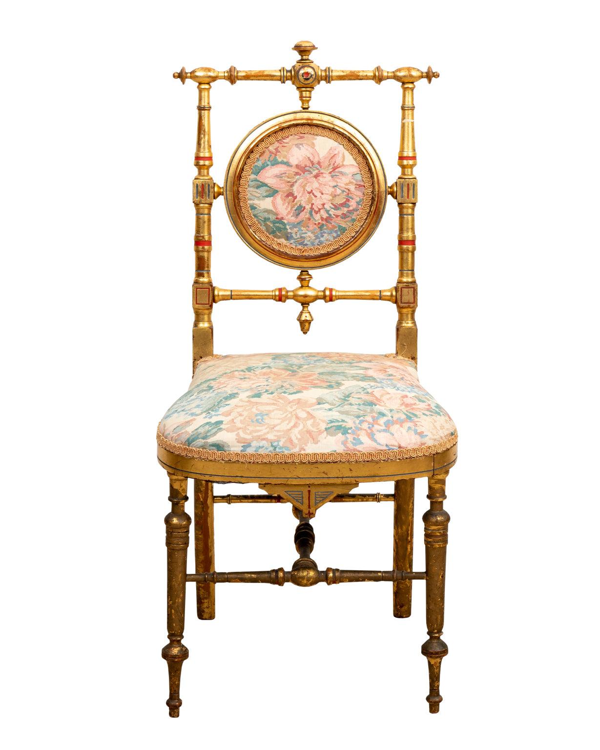 Gilt Aesthetic Period Side Chair For Sale at 1stDibs