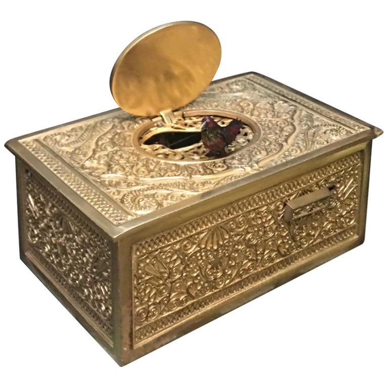Late 19th Century Gilt and Bronze Tweeting Automaton Music Bird Box at ...