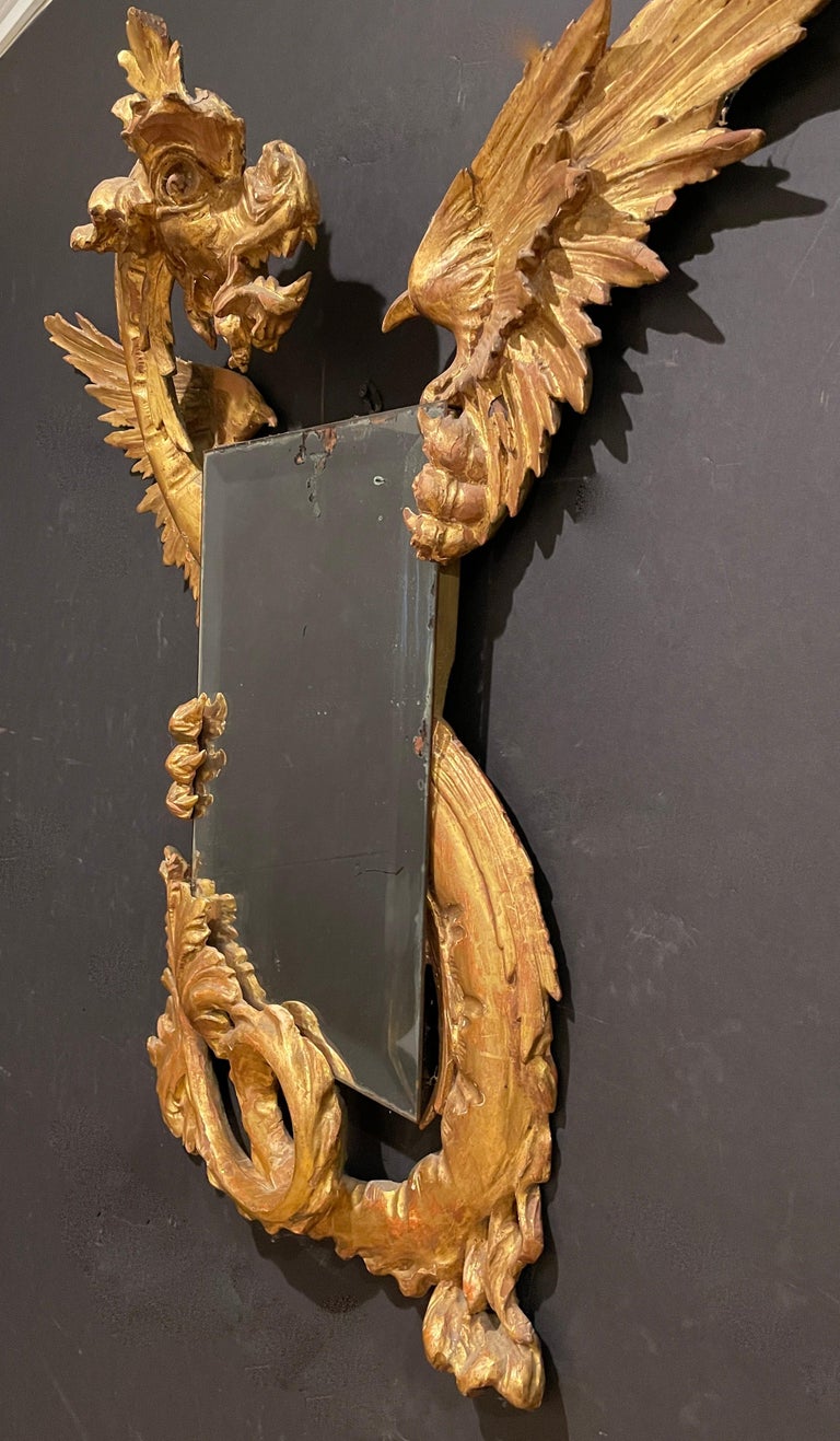 Gilt and Carved Dragon Form 19th Century Mirror For Sale at 1stDibs