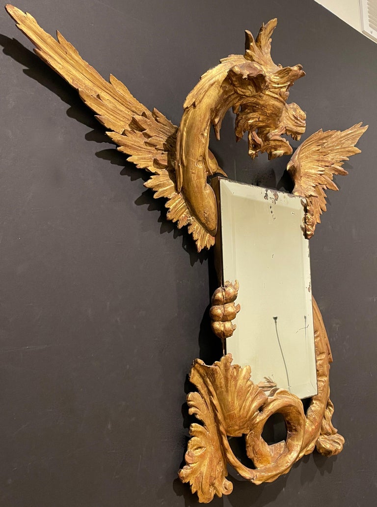 Gilt and Carved Dragon Form 19th Century Mirror For Sale at 1stDibs