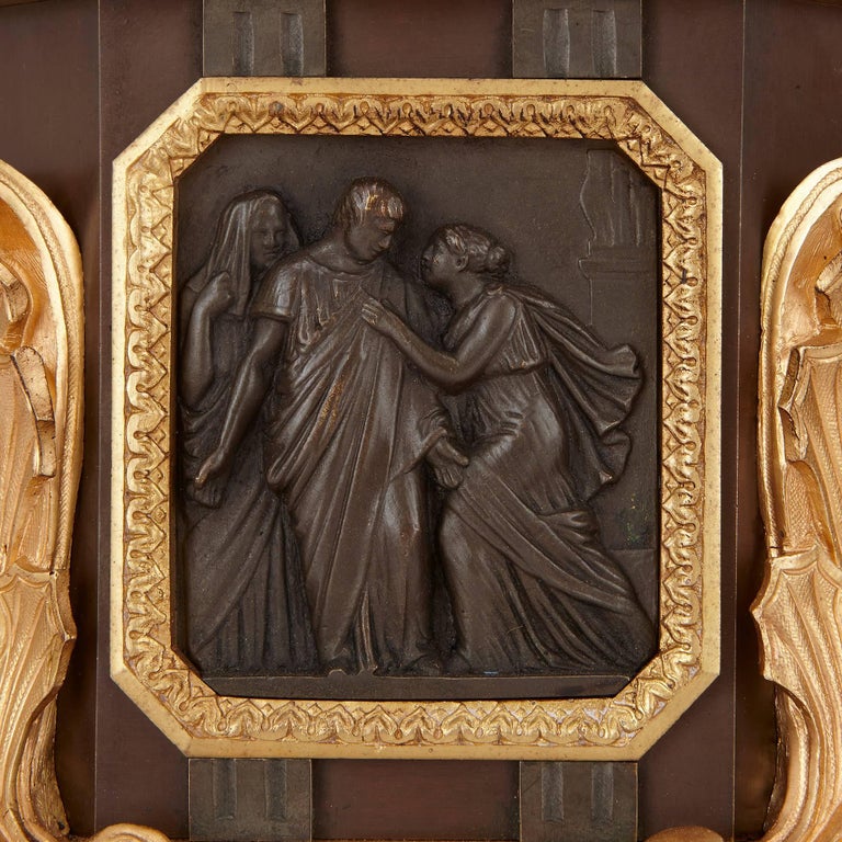 Gilt and Patinated Bronze Antique French Clock Set by Picard For Sale ...