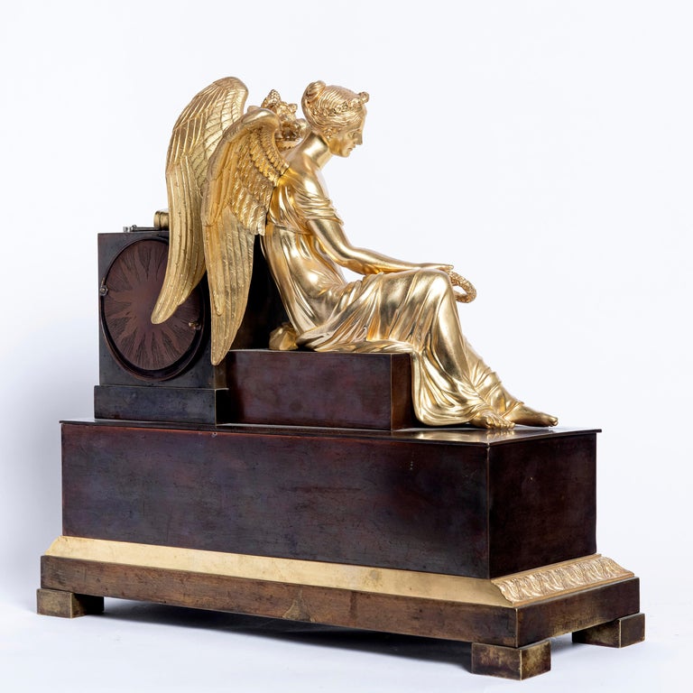 Gilt and Patinated Bronze Mantel Clock, Machine Signed L. Moinet ...