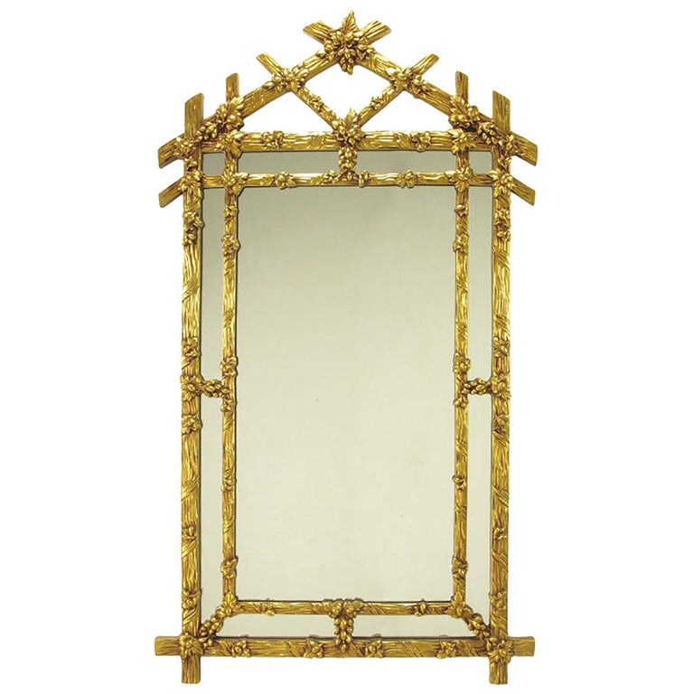 Gilt Black Forest Style Mirror with Segmented Frame For Sale at 1stDibs