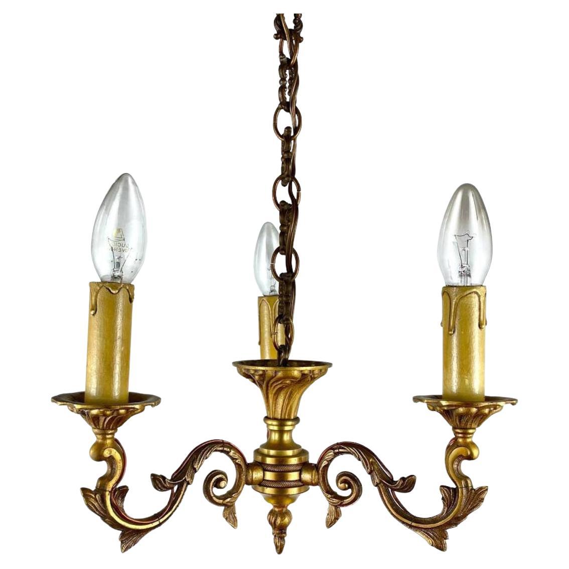Vintage Gilt Brass and Frosted Glass Pendant Lighting For Sale at 1stDibs