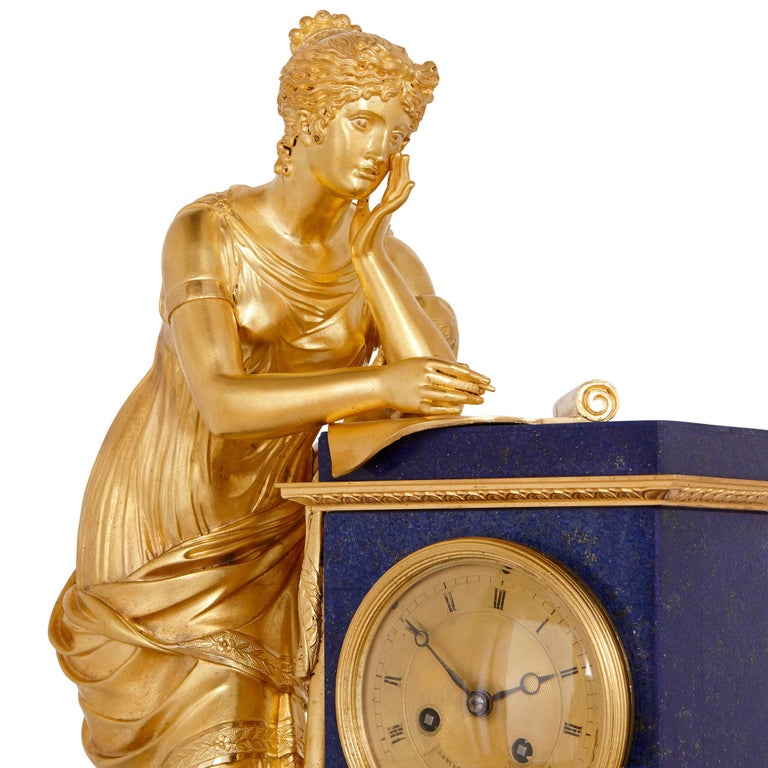 Gilt Bronze and Lapis Lazuli Mantel Clock by Ledure and Hémon at 1stDibs