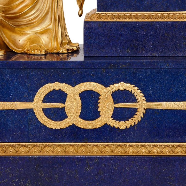 Gilt Bronze and Lapis Lazuli Mantel Clock by Ledure and Hémon at 1stDibs