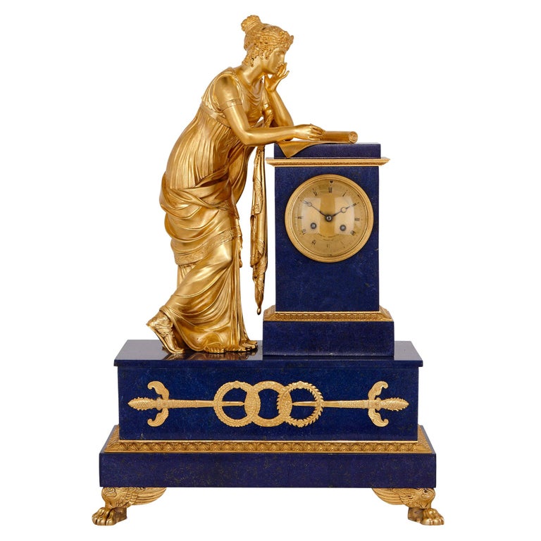 Gilt Bronze and Lapis Lazuli Mantel Clock by Ledure and Hémon at 1stDibs