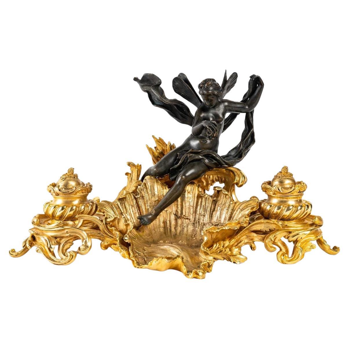 Beautiful Late 19th Century Gilt and Patina Bronze Inkwell For Sale at ...